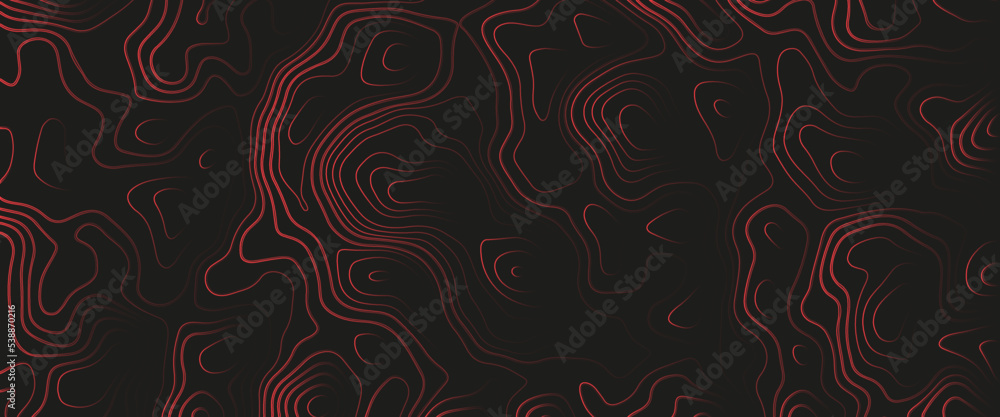 Topographic map. Abstract background with lines and circles. Red ...