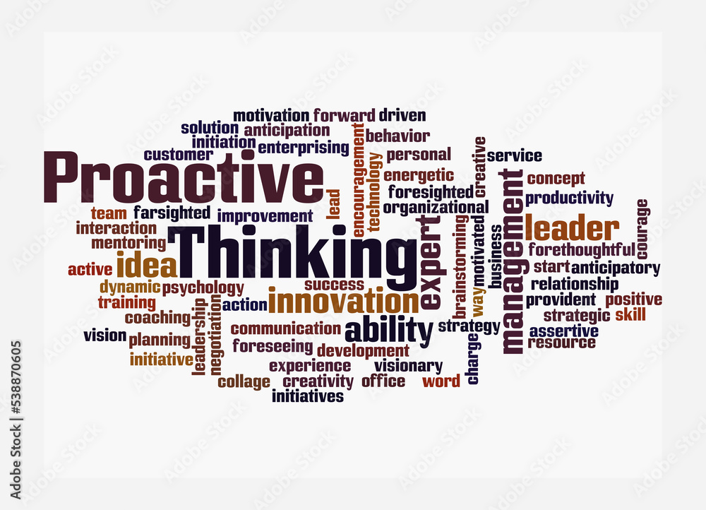 Word Cloud with PROACTIVE THINKING concept, isolated on a white ...