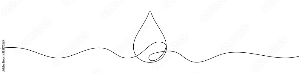 Continuous line drawing of drop. Water drop line icon. One line drawing ...