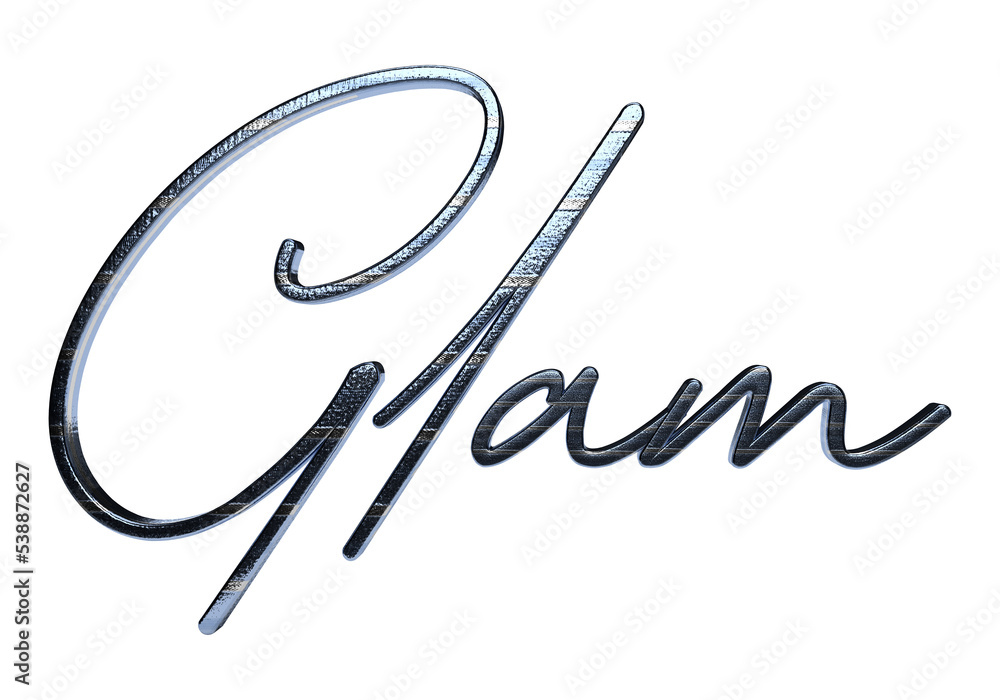 Isolated Word Glam for Elite Class Fashion Industry, 3D Caption for ...