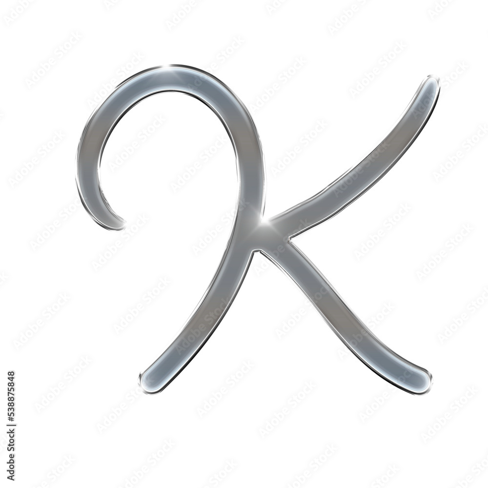 Silver Chrome Sparkles Calligraphy Alphabet Letter K, Cursive K Stock ...