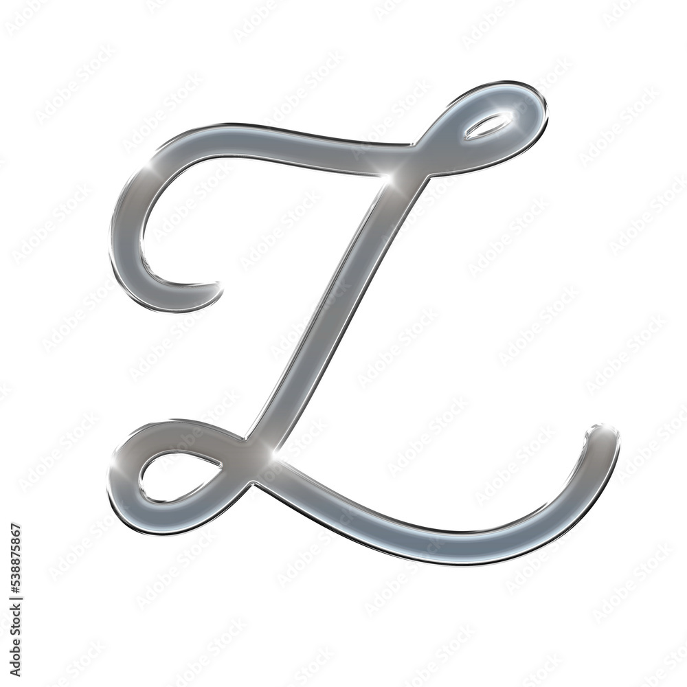 Silver Chrome Sparkles Calligraphy Alphabet Letter L, Cursive L Stock ...