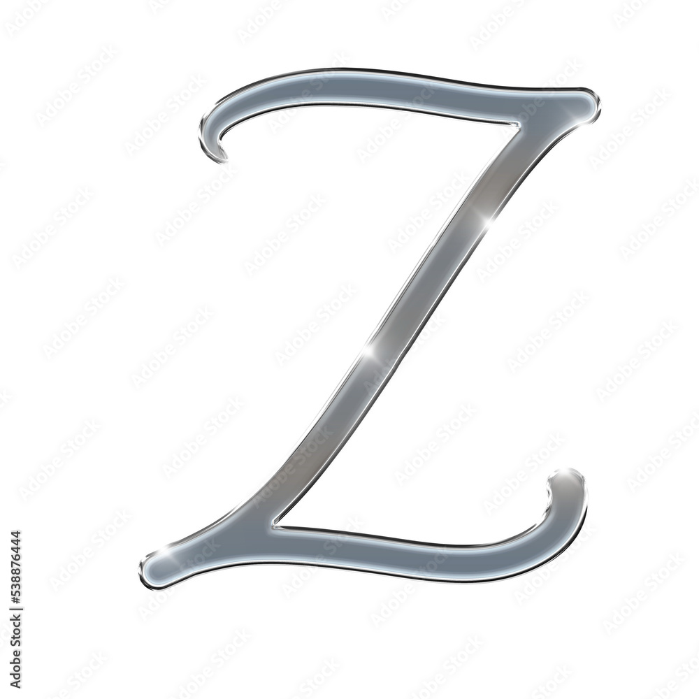 Silver Chrome Sparkles Calligraphy Alphabet Letter Z, Cursive Z Stock ...
