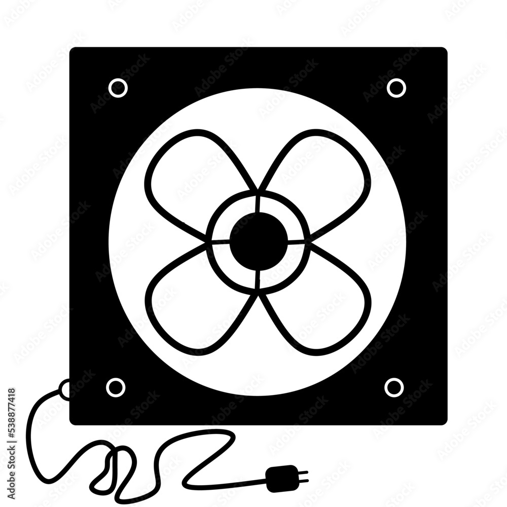 Vector of a monochrome electric fan sign isolated on a white background ...