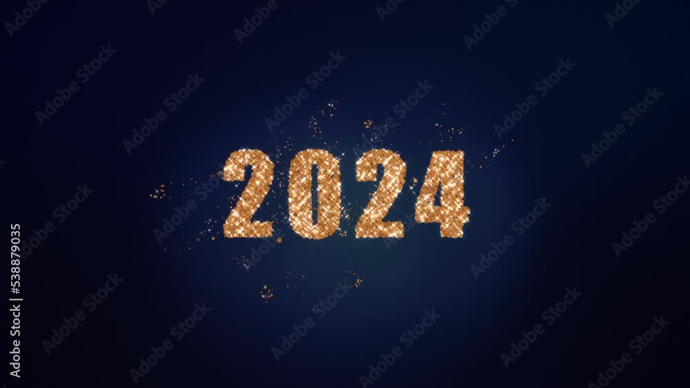 2023 new year numbers in gold particles. Glittering numbers on dark ...