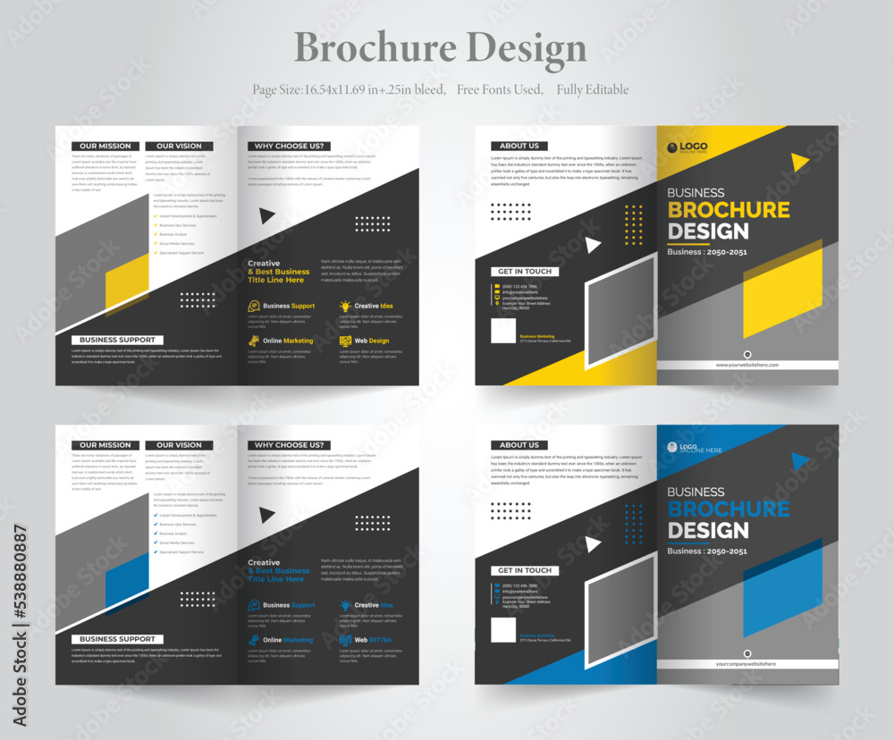 Business brochure template layout design, multi pages corporate ...
