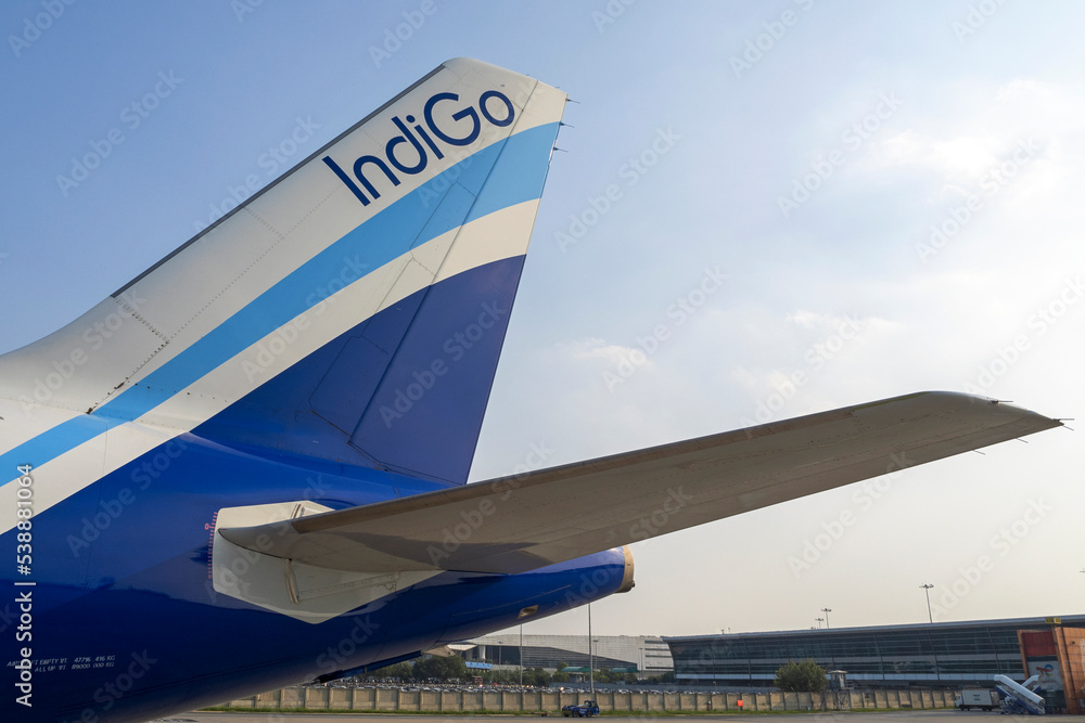 NEW DELHI - SEP 29: IndiGo livery on the tail of the Airbus A321neo ...