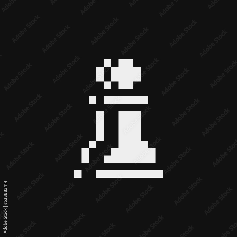 Chess pawn icon emoji. Pixel art style. 1-bit video game sprite. Game ...