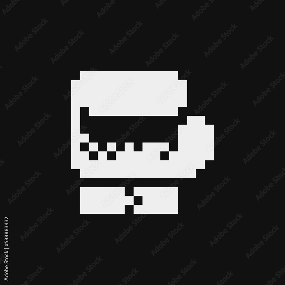 Boxing glove emoji, pixel art style icon. Achievement logo. 1-bit ...