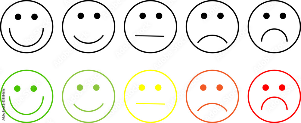 Set of rating satisfaction. Emotion rating feedback in line style. User ...