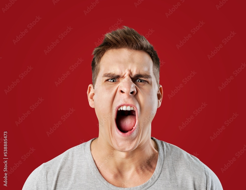 Angry sad Man Shouting Loud, Negative Concept. Stock Photo | Adobe Stock