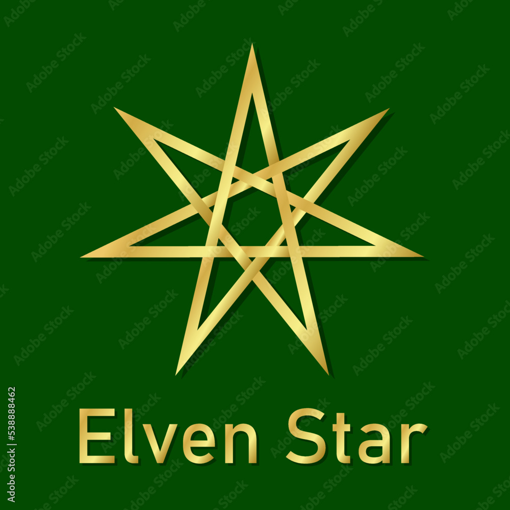 Elven star icon. Magician star symbol in gradient gold color. Star ...