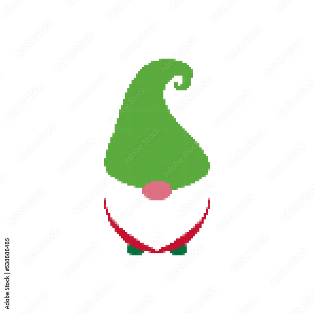 Vecteur Stock Gnome icon in pixel art style. Christmas gnome isolated ...