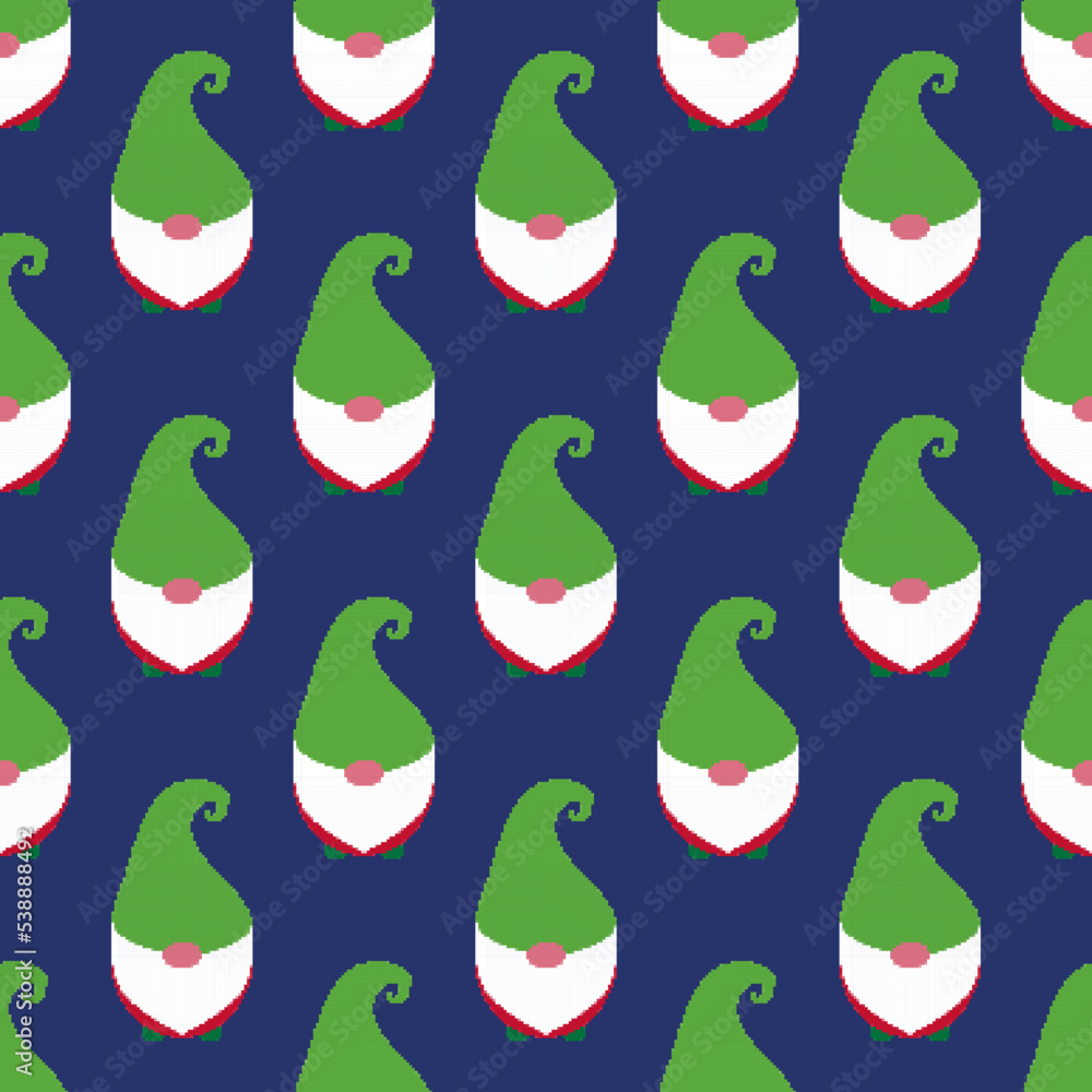 Gnome seamless pattern. Christmas gnome in pixel art style. 8 bit Santa ...