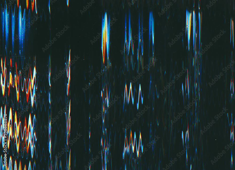 Glitch texture. Digital artifacts. Screen distortion. Blue red orange ...