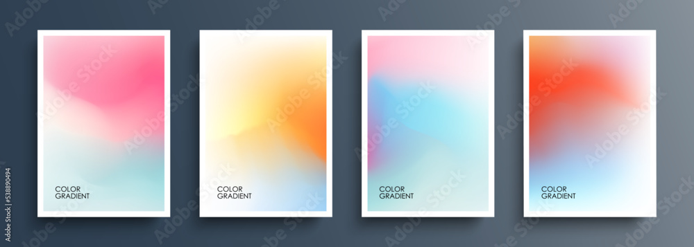 Light color gradients. Set of abstract multicolored backgrounds. Soft ...