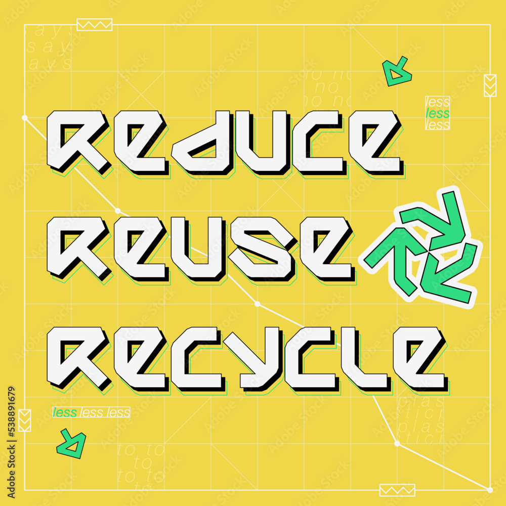 3R concept with Reduce, Reuse and Recycle poster. Design with recycling ...