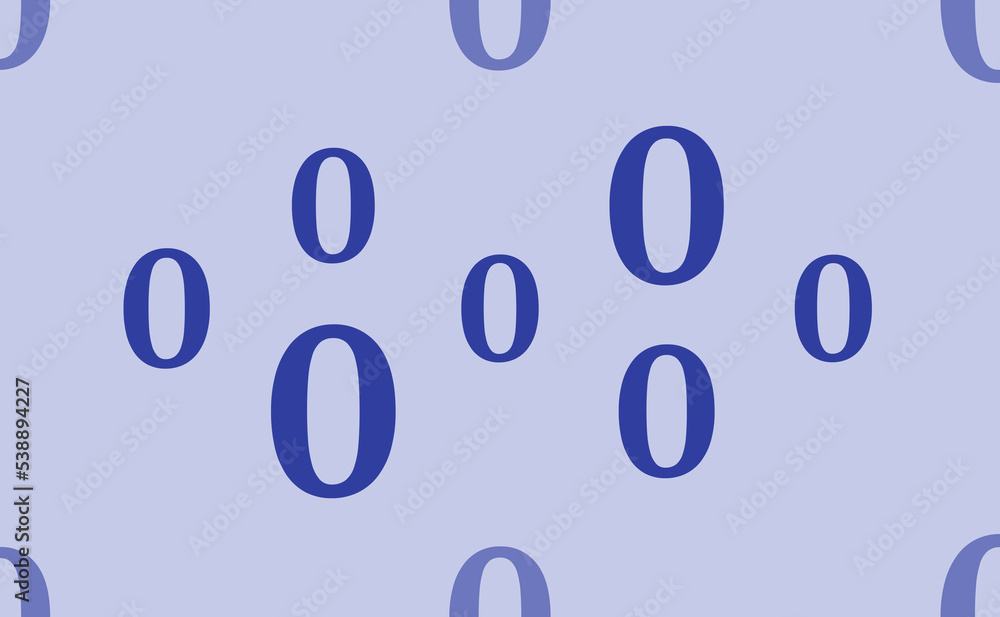 Seamless pattern of large isolated blue number zero symbols. The ...