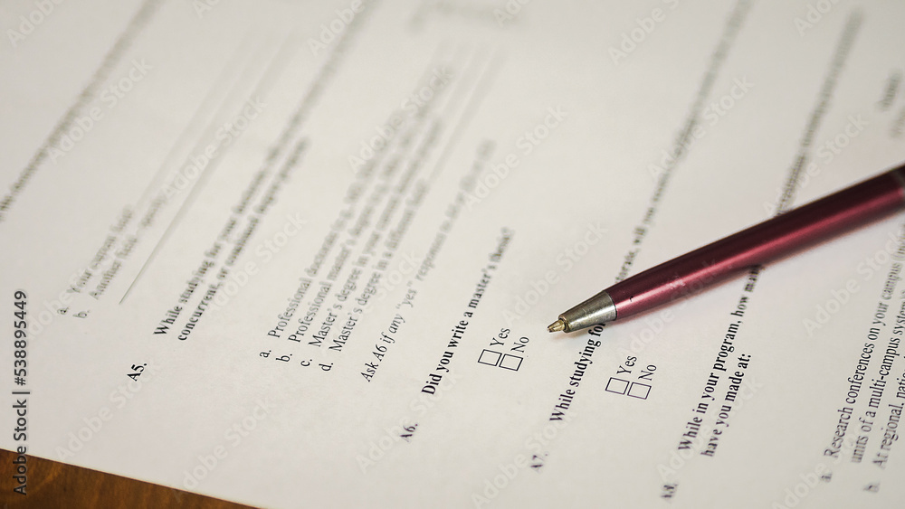 Black marking on checklist box with pen close up. Checklist concept ...