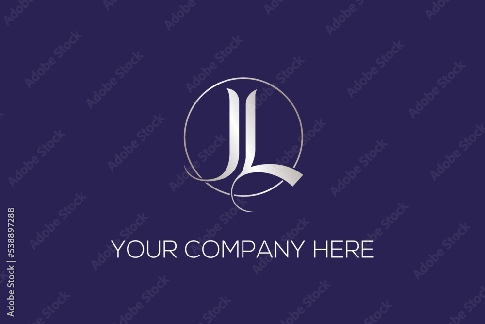 JL monogram logo.Typographic signature icon.Uppercase letter j, letter ...