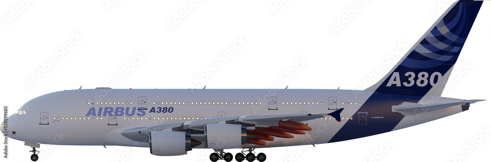 airbus a380 nl passenger jet airplane lights on evening left side Stock ...