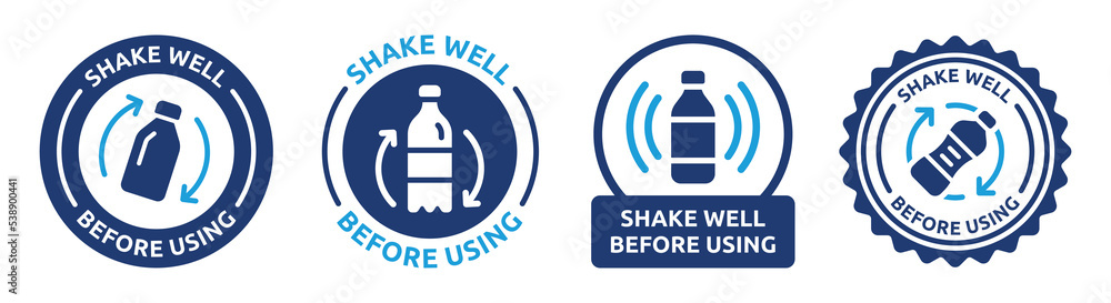 Shake well before using vector label sign. Shake bottle instruction ...