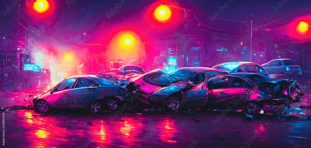 Artistic concept painting of a car crash , background illustration ...
