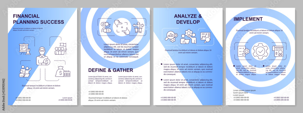 Financial planning success blue gradient brochure template. Leaflet ...