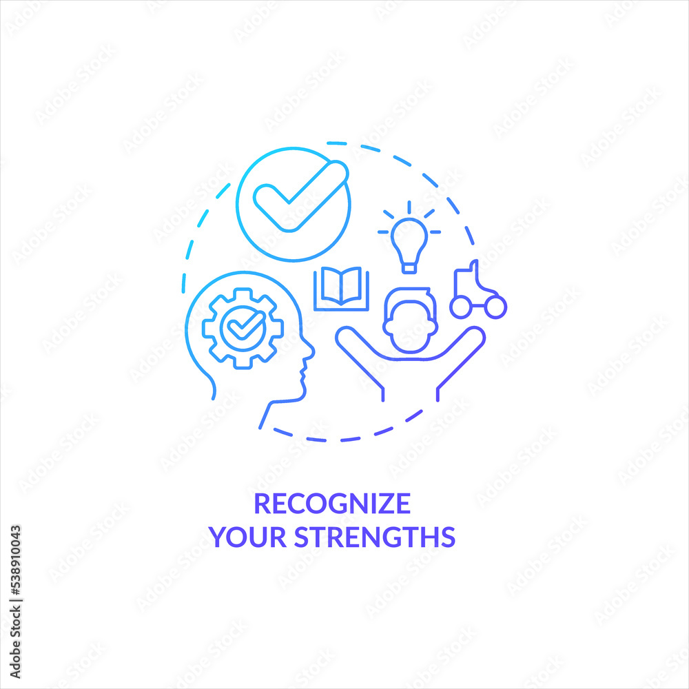 Recognize your strengths blue gradient concept icon. Believe in ...