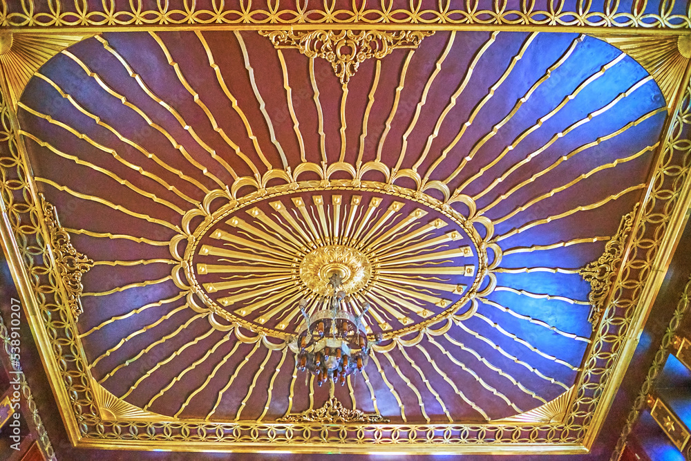 Carved ceiling of Manial Palace mosque, on Dec 24 in Cairo, Egypt Stock ...