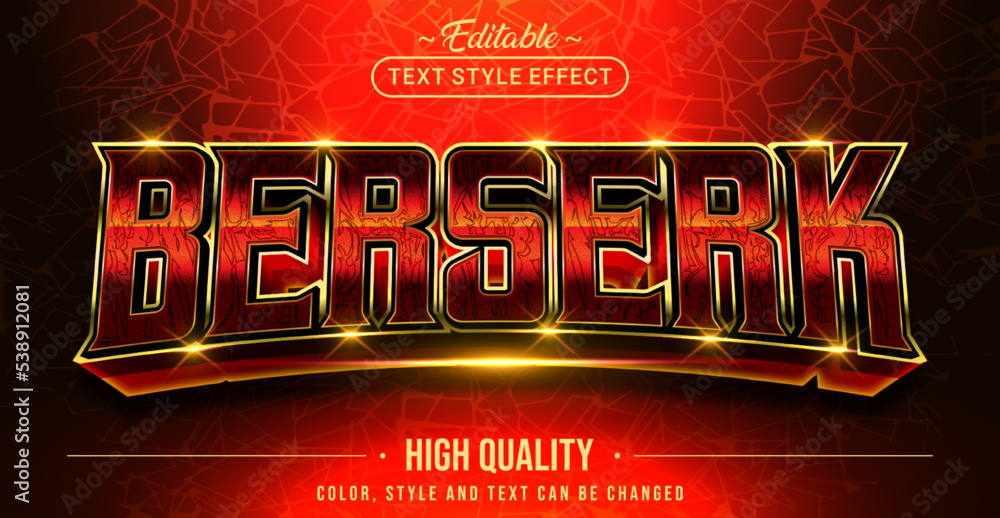 Editable text style effect - Berserk text style theme. Stock Vector | Adobe Stock