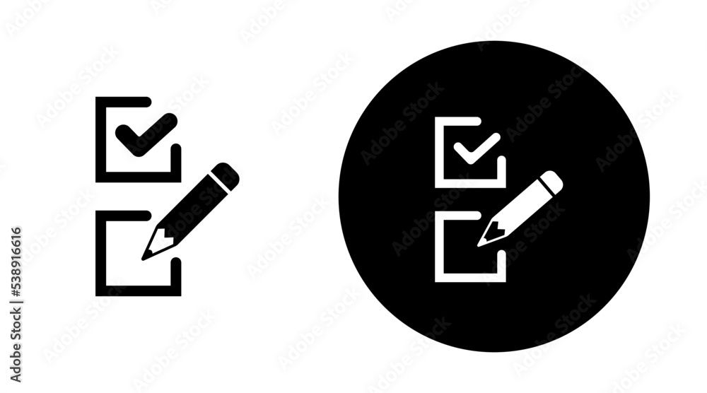 Survey icon set in flat style. Questionnaire symbol isolated on white ...