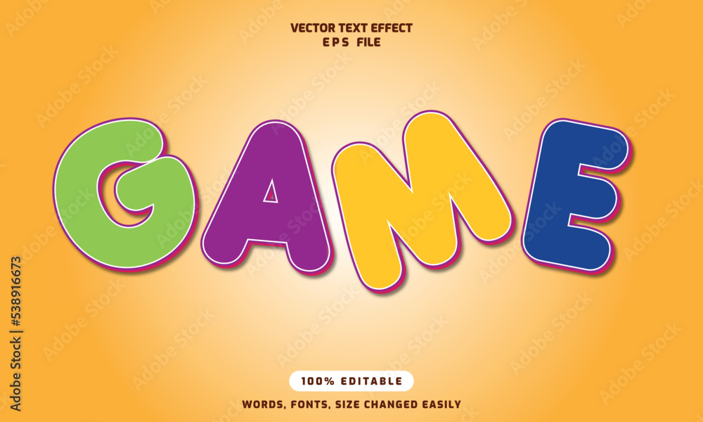 Game words editable 3d text effects template stylish font vector ...