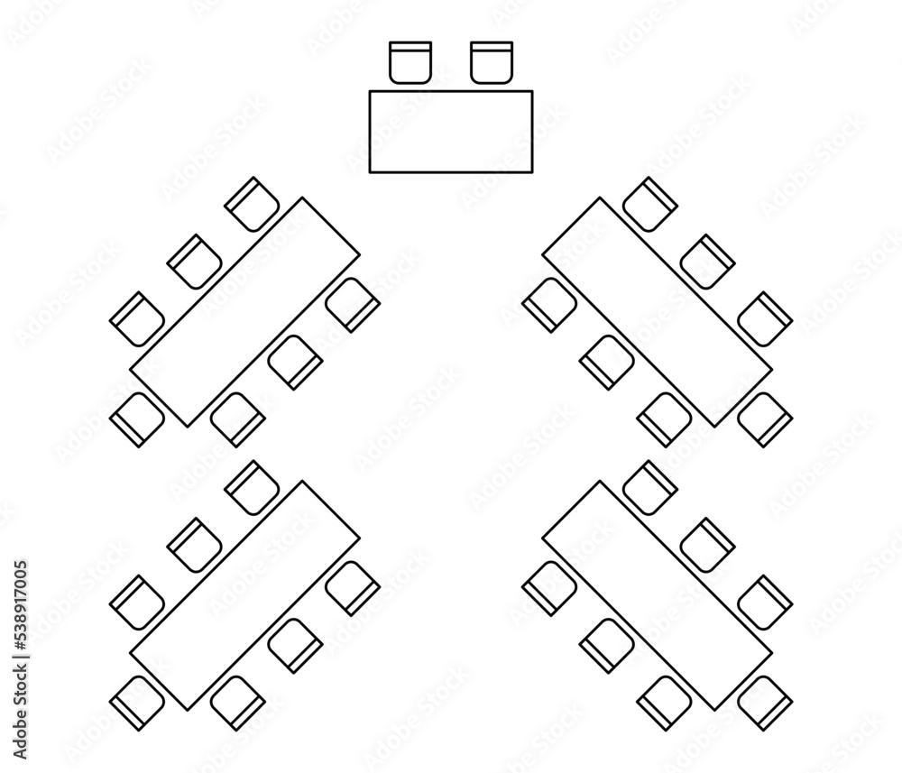Plan for arranging seats and tables in interior on event banquet ...
