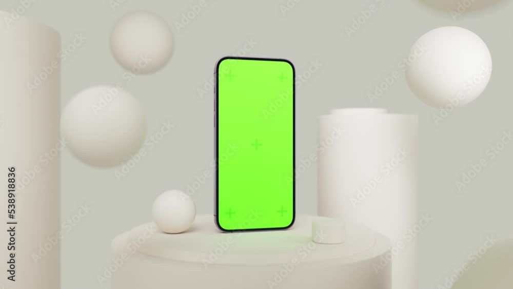 3d cg render of a latest phone with green screen chroma key tracking ...
