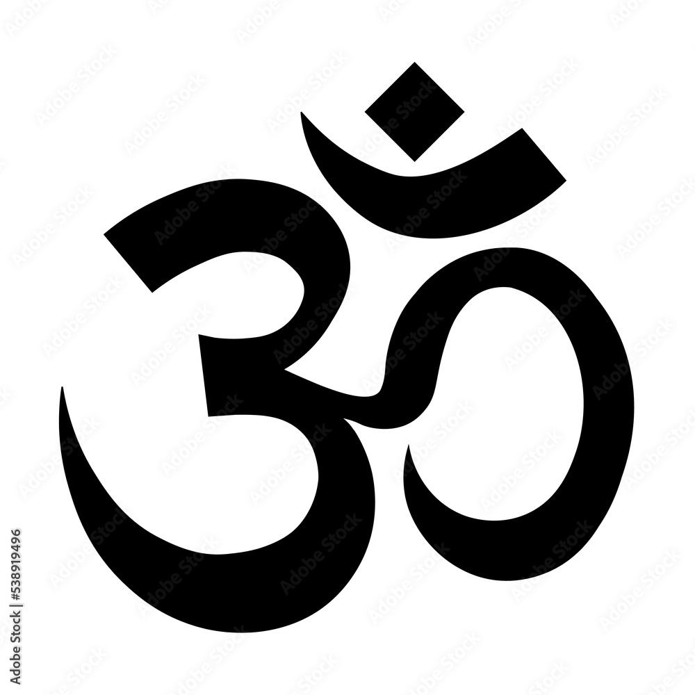 Aum Om Ohm icon in flat. Om symbol in black on white background. Indian ...