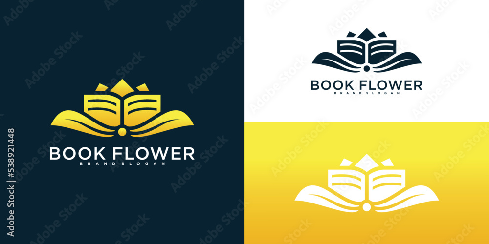 Book flower logo design inspiration with unique element concept Premium ...