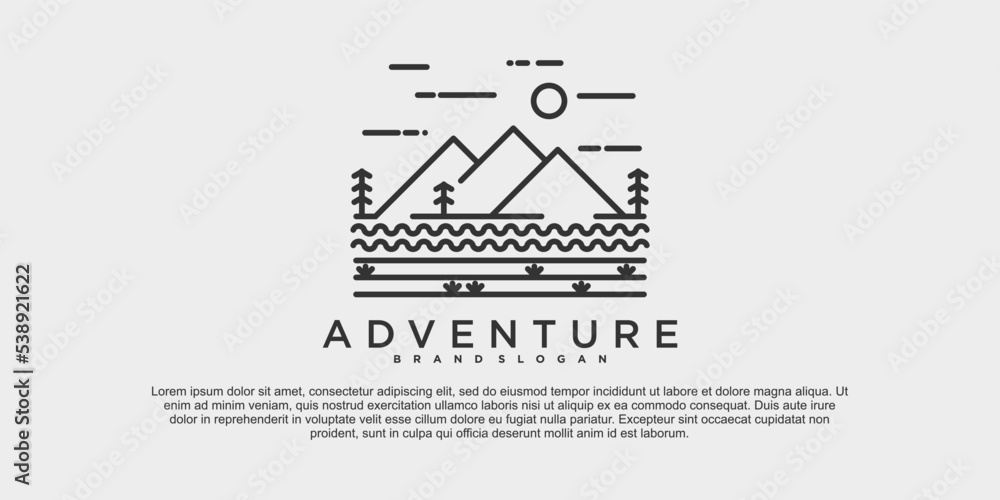 Modern adventure logo vector design with unique line art style Premium ...
