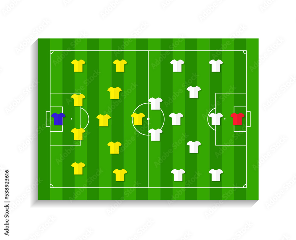 Soccer plan formation of team. Football game strategy on field. Board ...