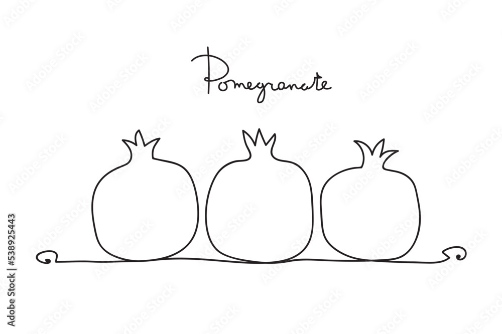 Pomegranate. Modern single line art drawing. Happy Shana tova ...