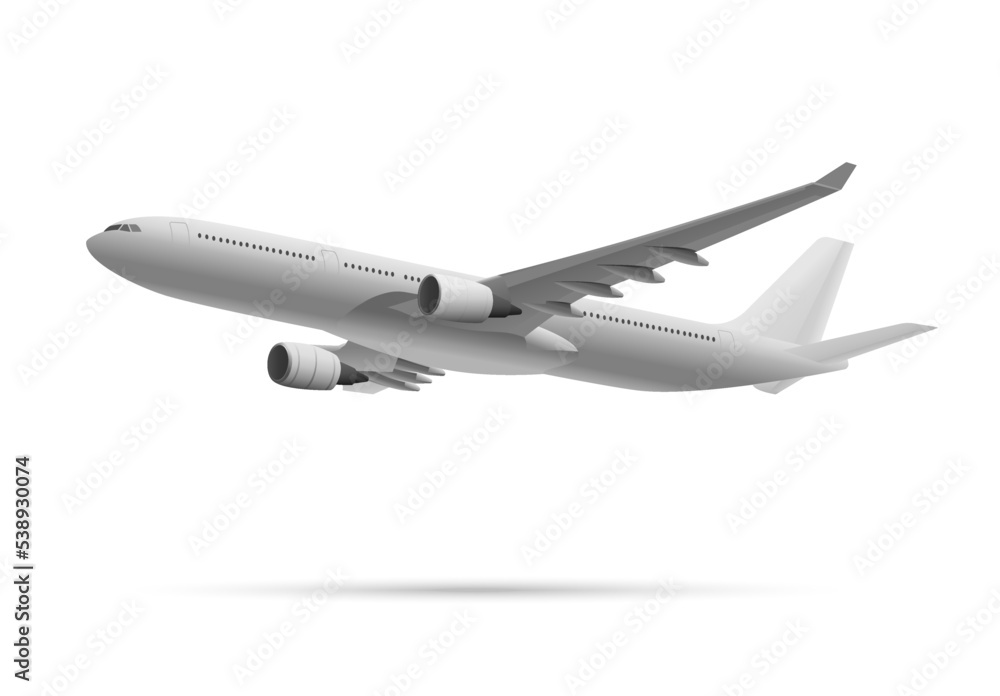 3d plane visualization in bright white color Stock Vector | Adobe Stock