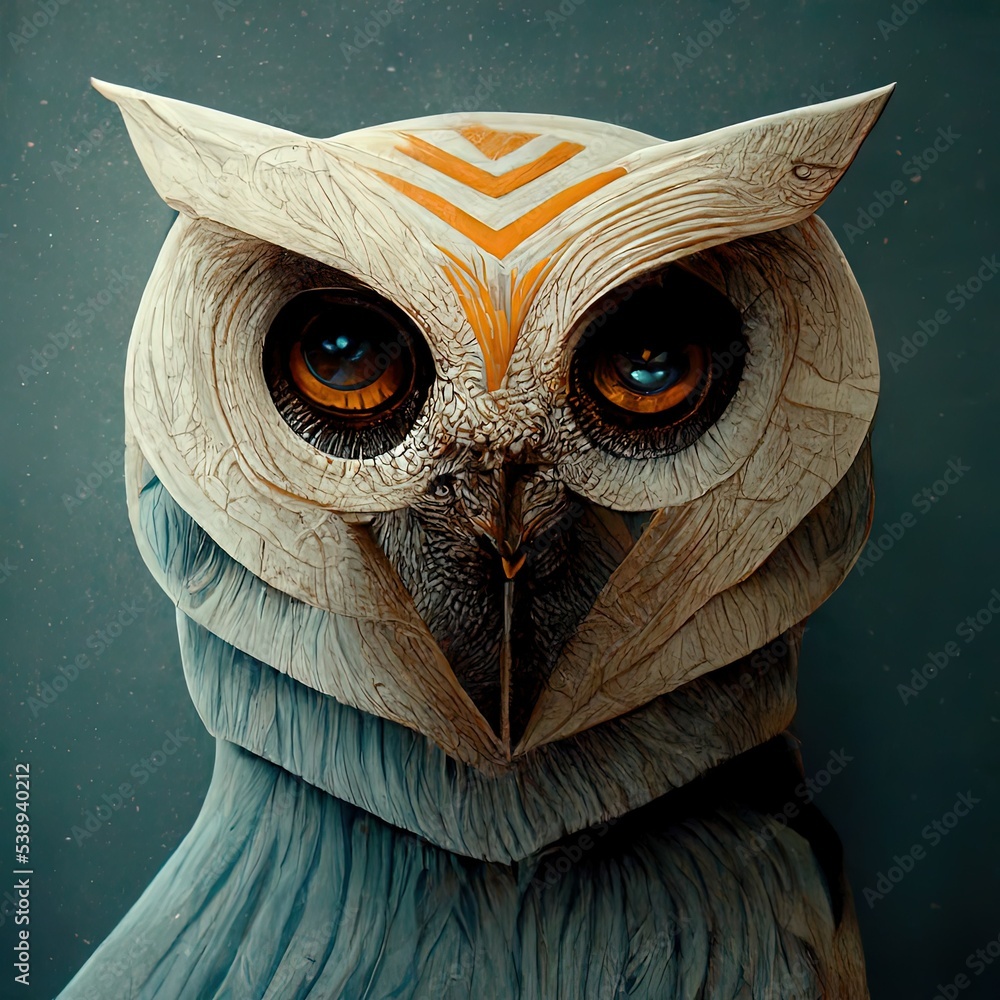 beautiful wise owl illustration, cartoon image drawing in retro style ...