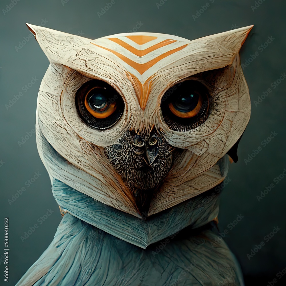 beautiful wise owl illustration, cartoon image drawing in retro style ...