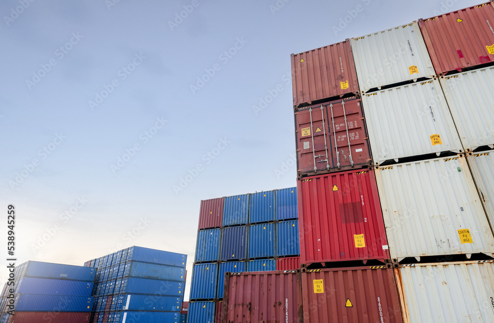 Container logistic. Cargo and shipping business. Container ship for ...