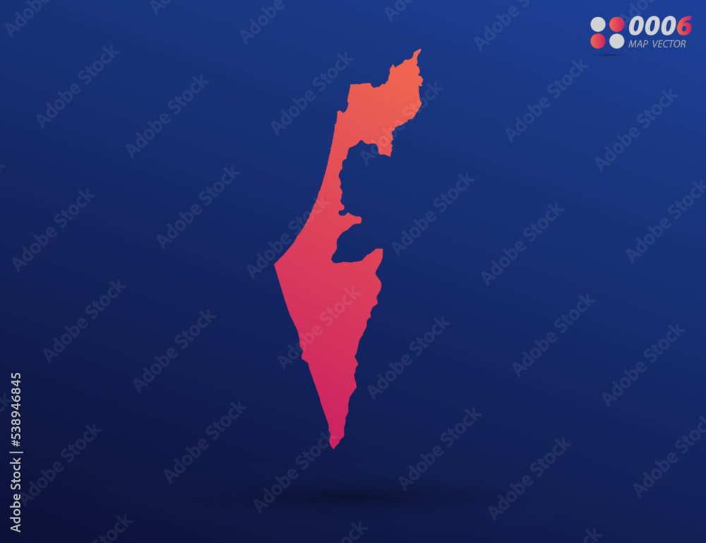 Vector bright orange gradient of Israel map on dark background ...