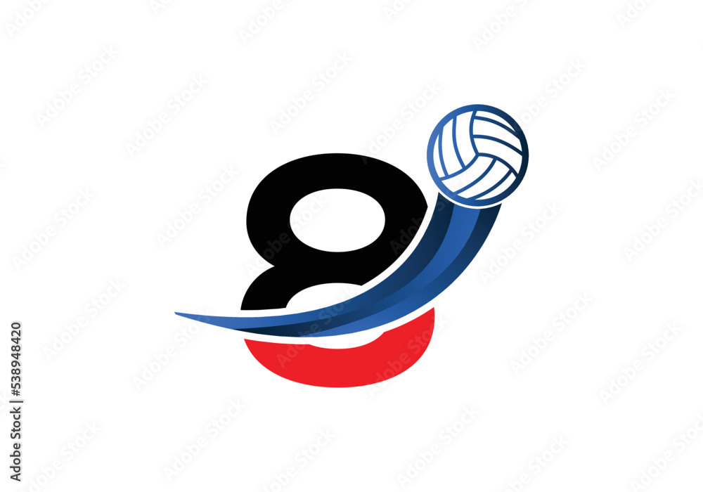 Letter 8 Volleyball Logo Design For Volleyball Club Symbol Vector ...