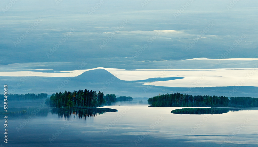 finland lake summer wallpaper Stock Illustration | Adobe Stock