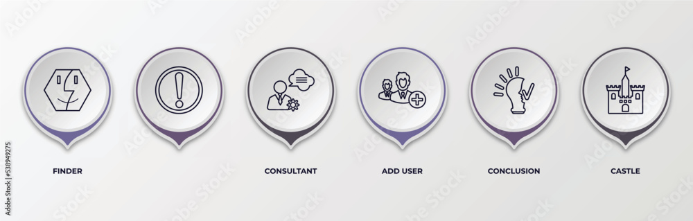 infographic template with outline icons. thin line icons such as finder ...