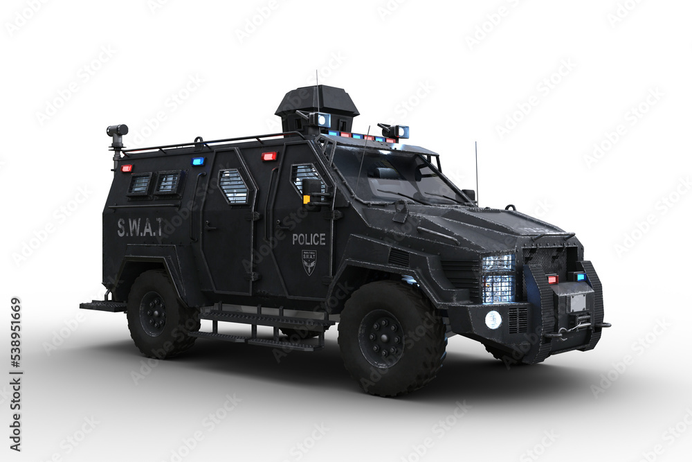 Photo & Art Print 3D rendering of an armoured police SWAT vehicle with ...