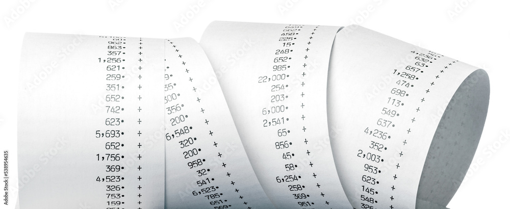 Calculator Paper Tape Rolled Up , Paper Roll of Numbers Stock Photo ...